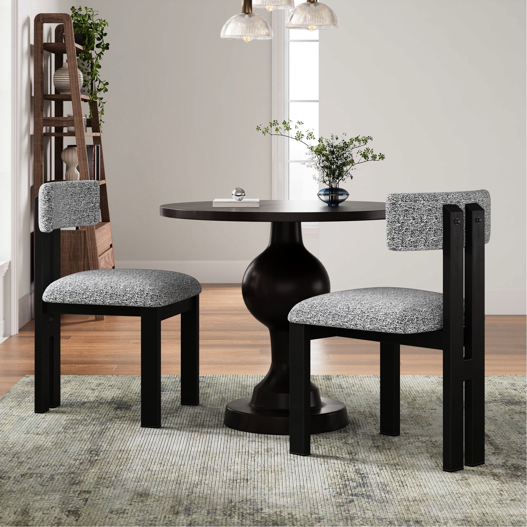 Contemporary Dining Chair Set of 2 | Solid Back and Foam Padding ...