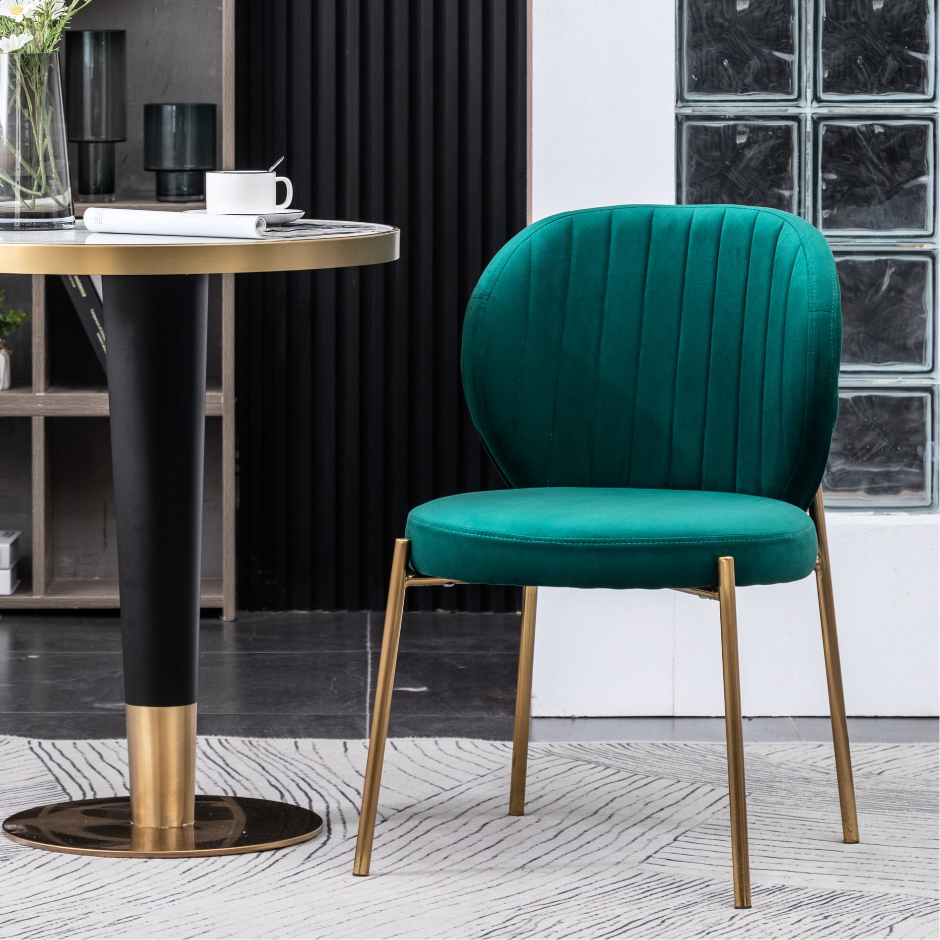 Contemporary Dining Chair With Velvet Upholstery - Design Round Seat ...
