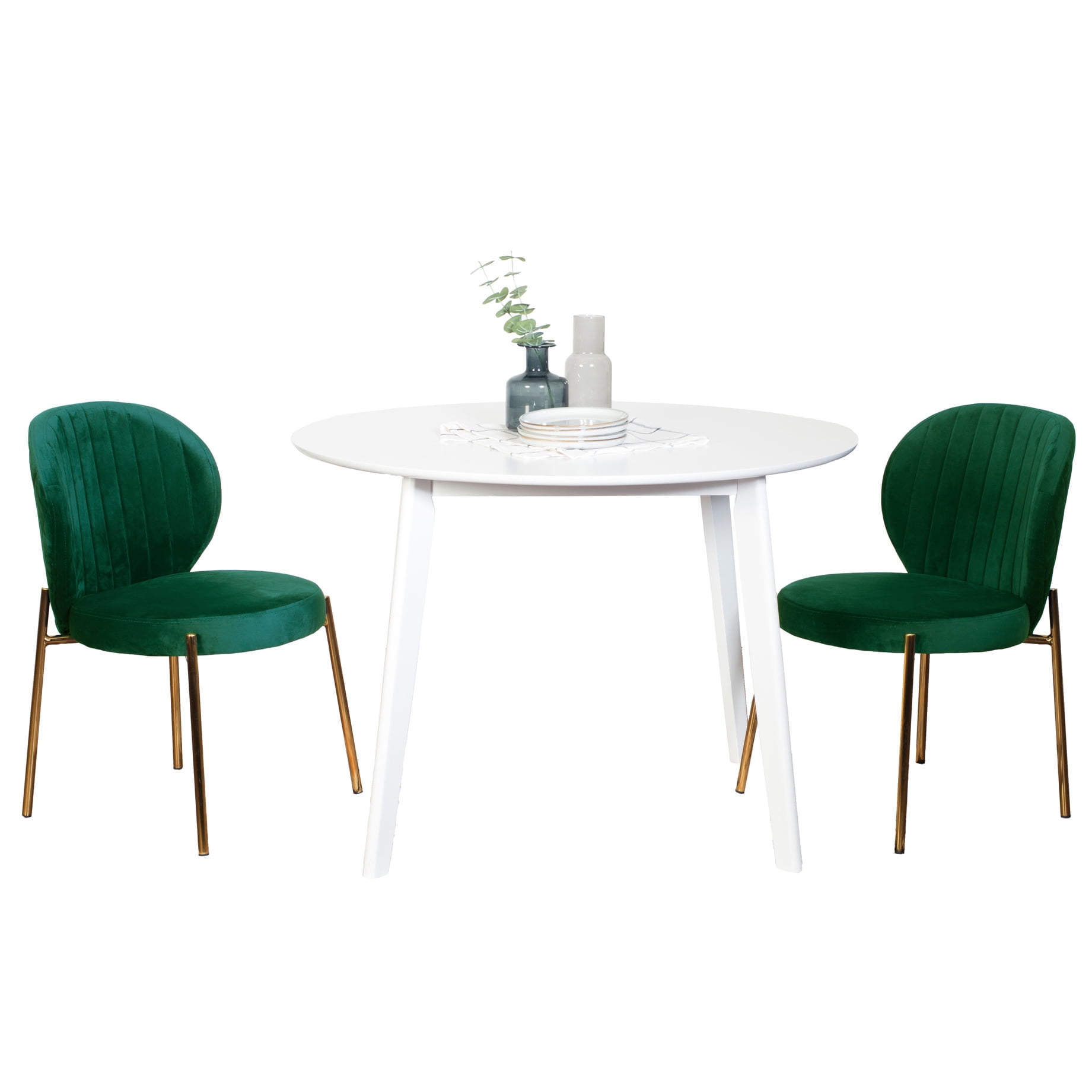 Contemporary Dining Cost-conscious - White Round Table & 2 Chairs And ...