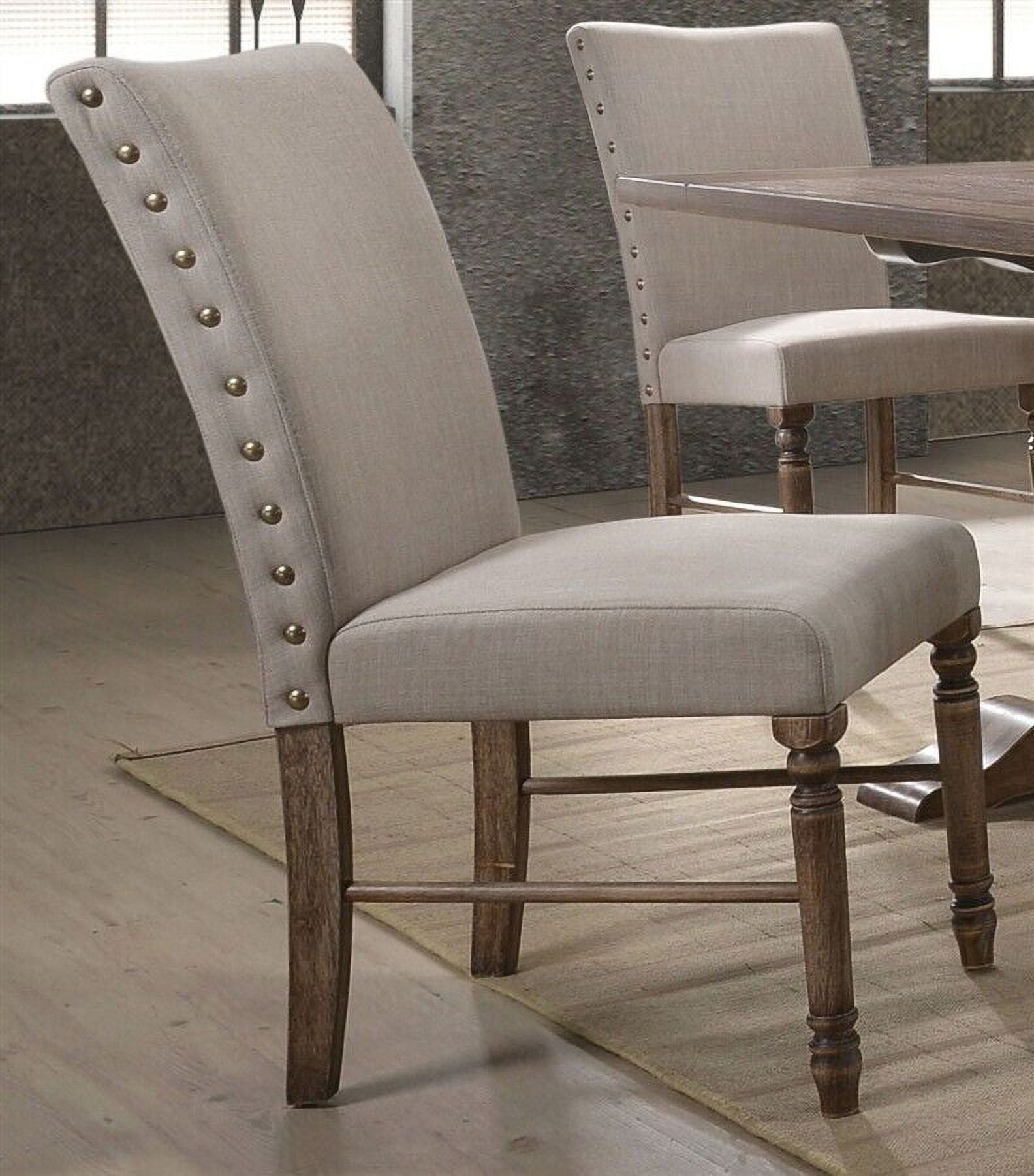 Contemporary Dining Side Chairs 6pc Set Nailhead Trim Upholstered Back ...