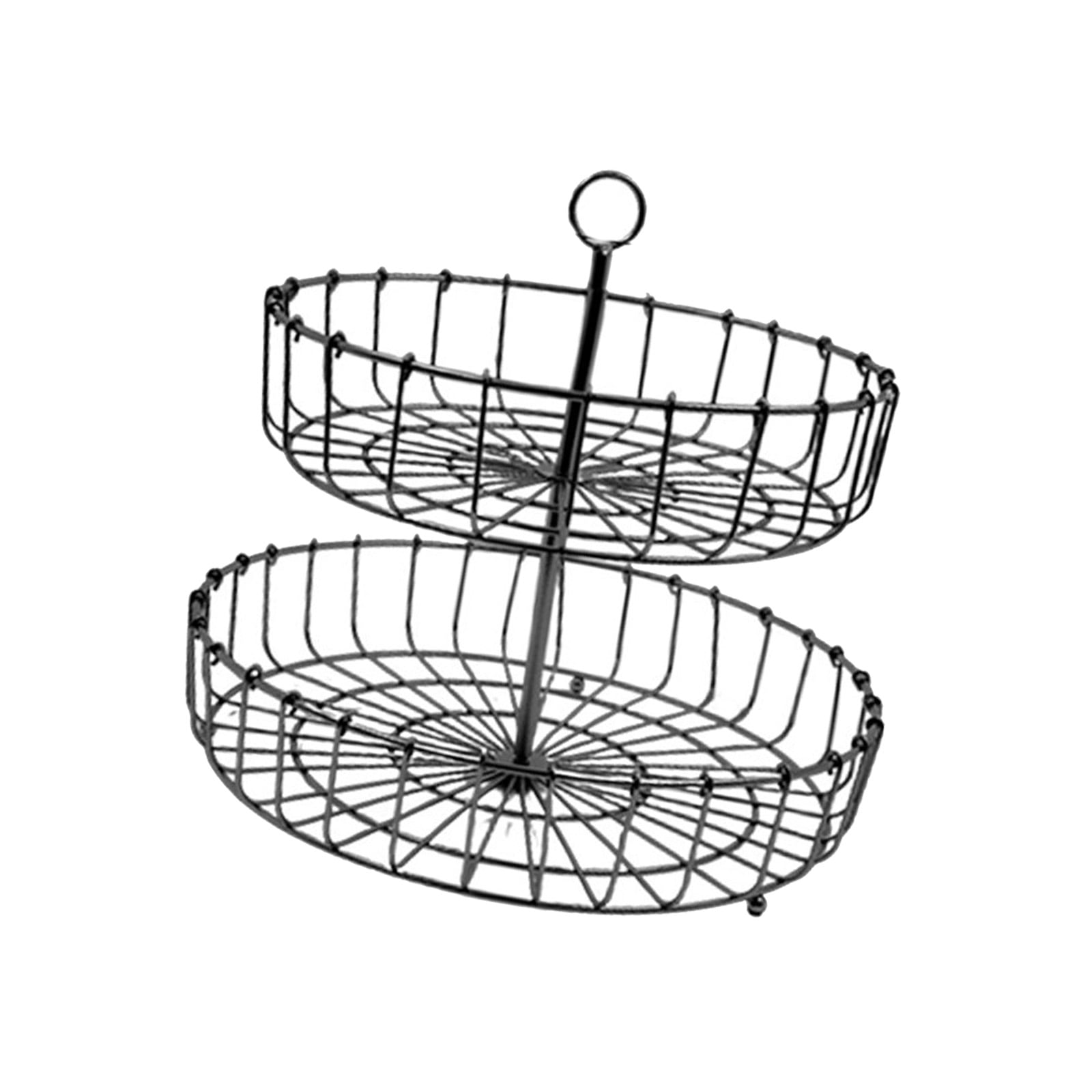 Contemporary Double Tiered Metal Fruit Basket Iron Kitchen Organiser ...