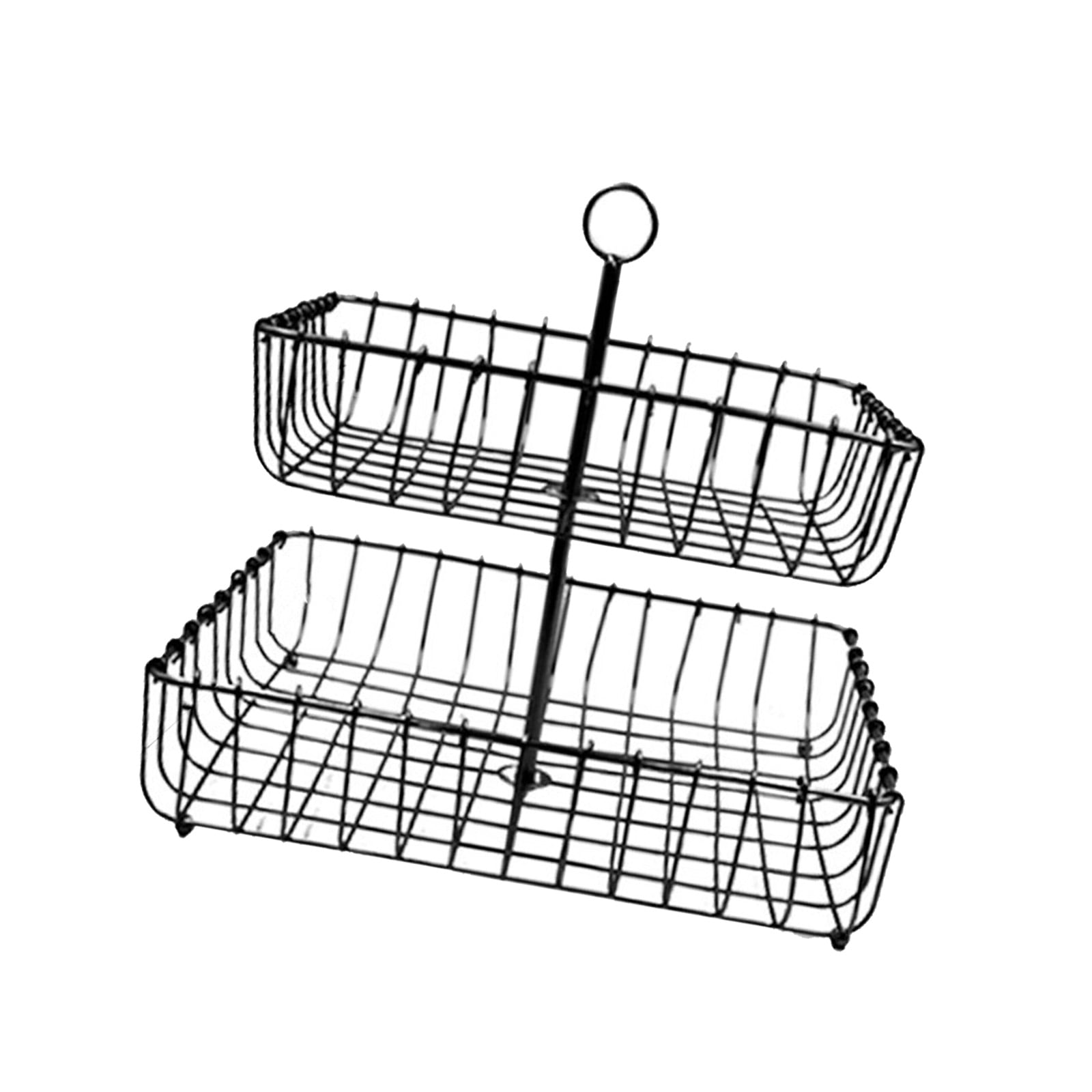 Contemporary Double Tiered Metal Fruit Basket Iron Kitchen Organiser ...