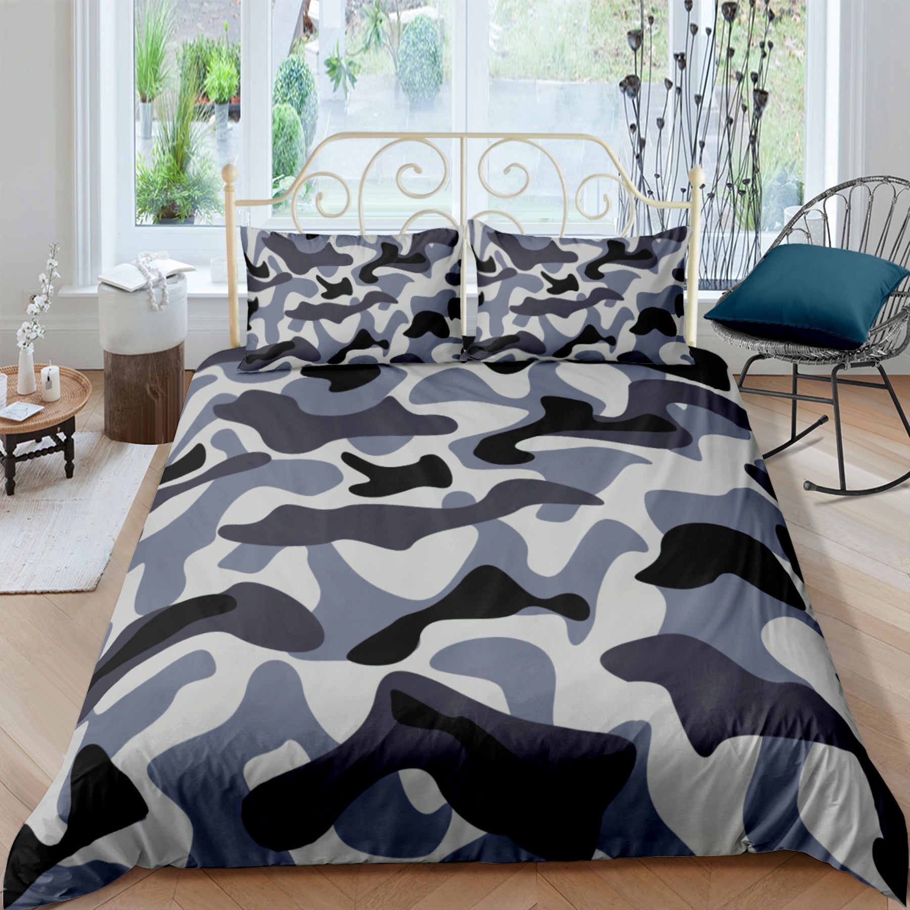 Contemporary Duvet Cover Set Stylish Bedding for a Bedroom - Grey Black ...