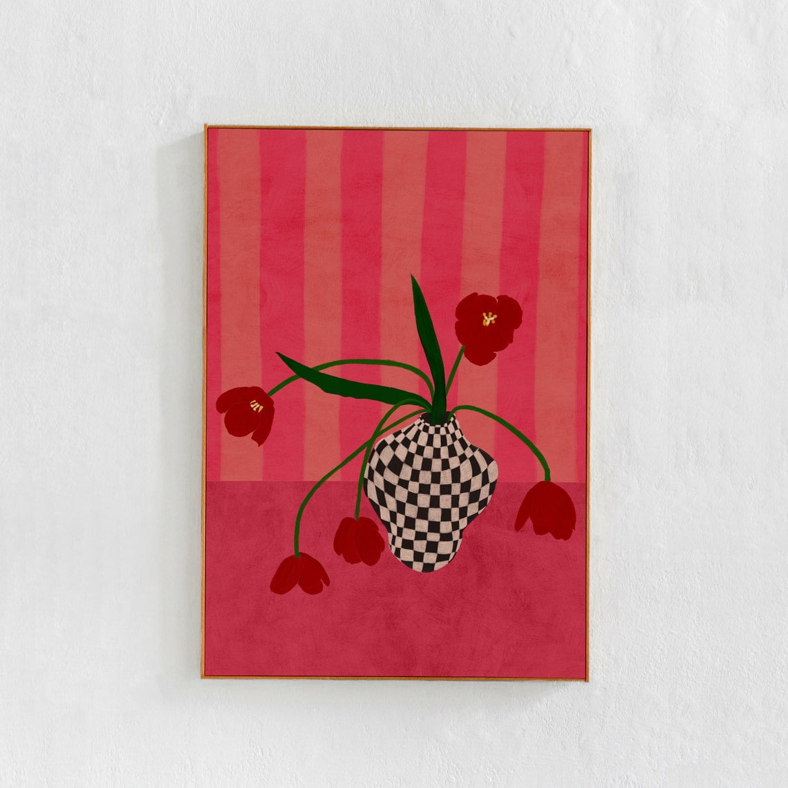 Contemporary, Eclectic Wall Decor In Berry Pink Tones Able Art Print ...