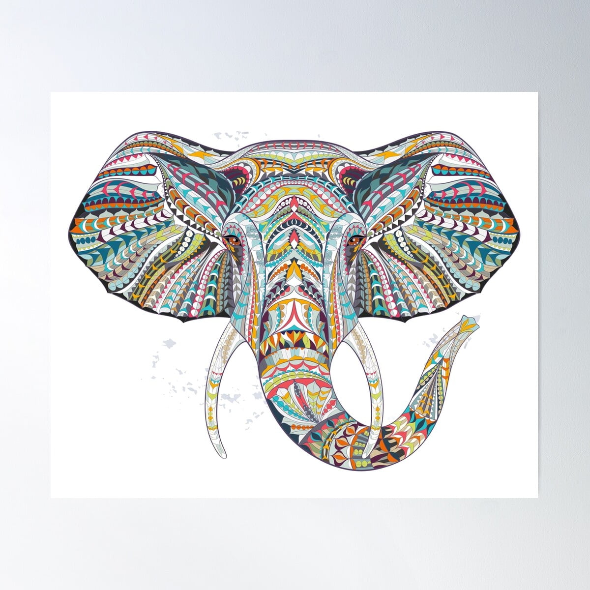 Contemporary Elephant Illustration Abstract Wildlife Art Poster Wall ...