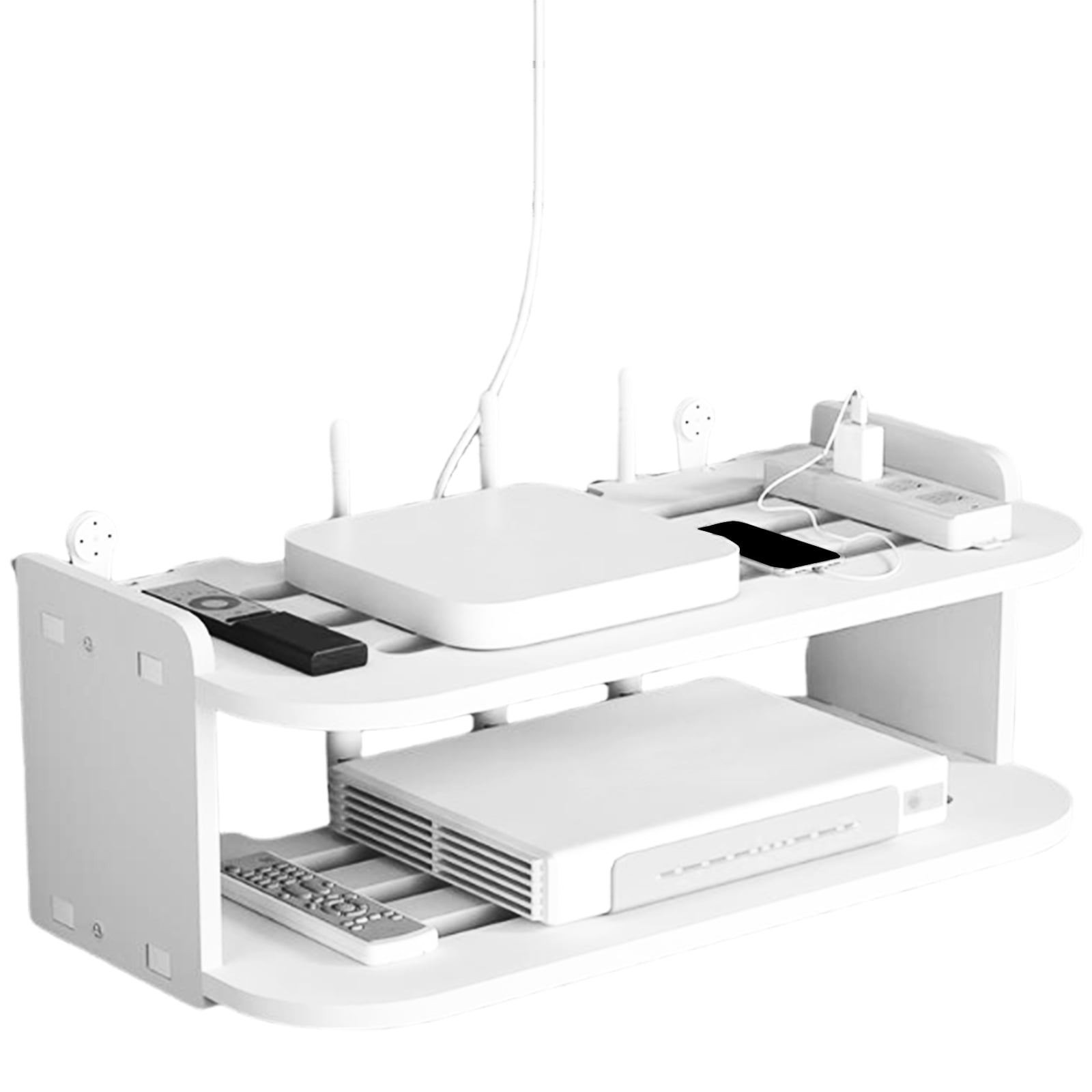 Contemporary Engineered Wall Shelf for Bedroom, Router Storage with ...