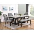 Contemporary Faux Marble Table Dining Set 6pc Gray Upholstered Bench ...