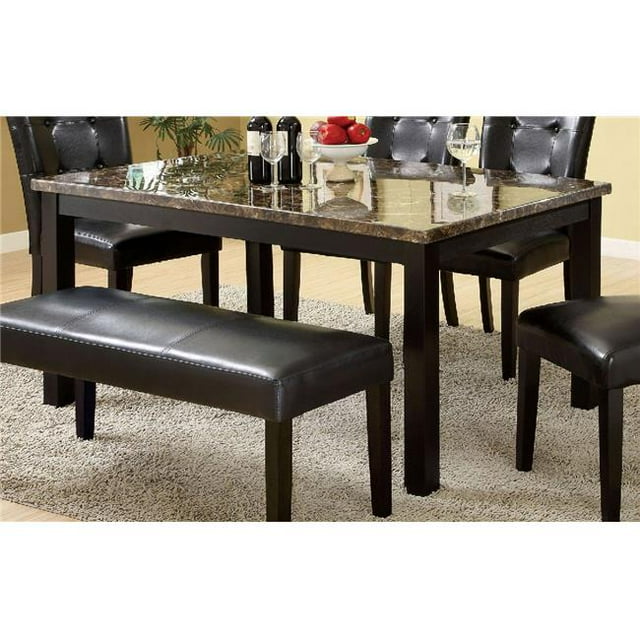 Contemporary Faux Marble Top Dining Table, Black - Walmart.com