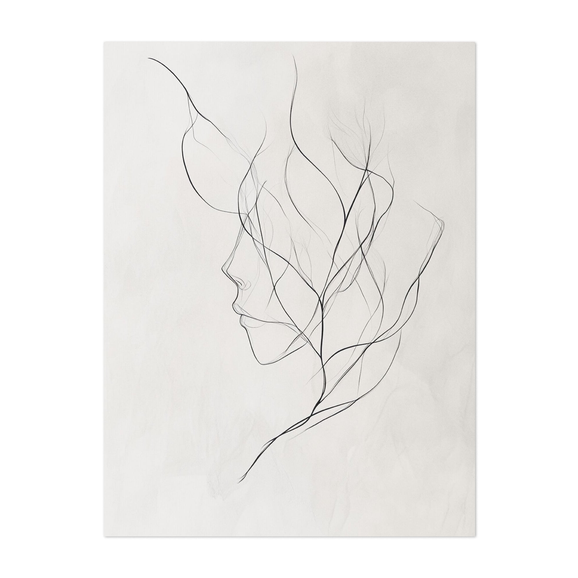 Contemporary Floral Line Drawing - Line Drawing Unframed Wall Art Print ...