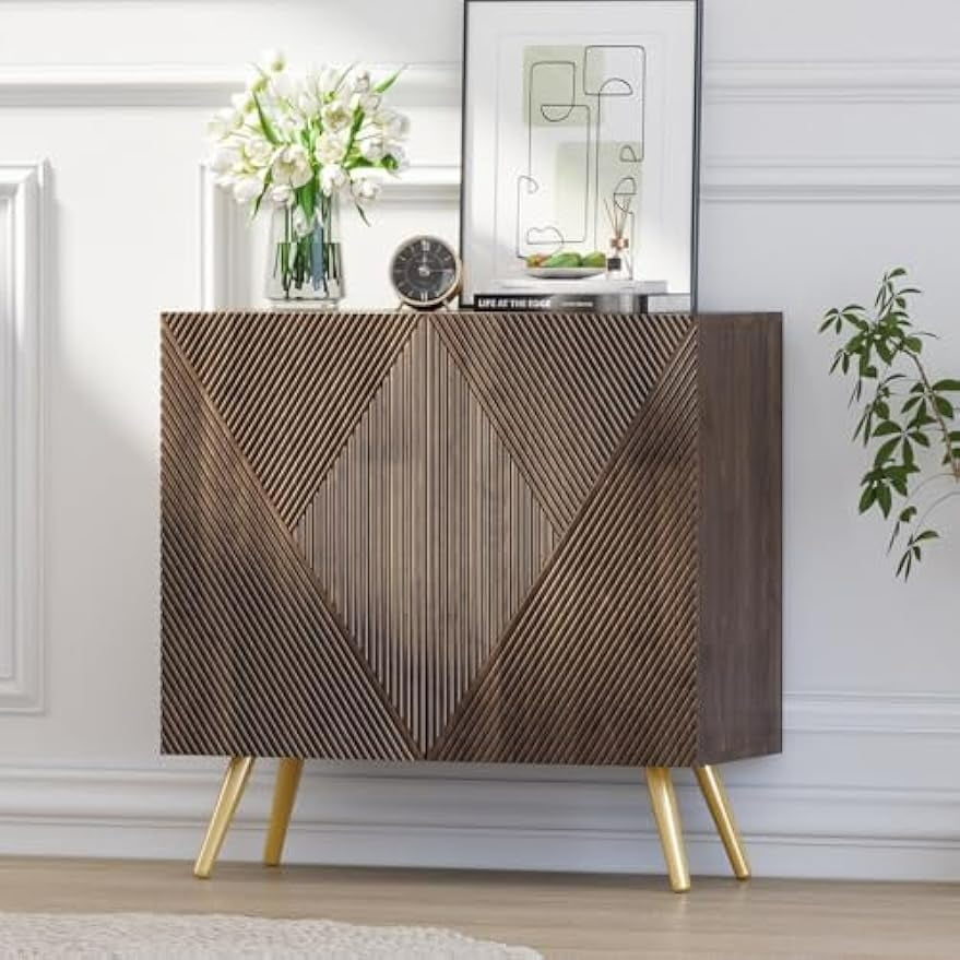 Contemporary Fluted-Door Sideboard - Features elegant wood detailing ...