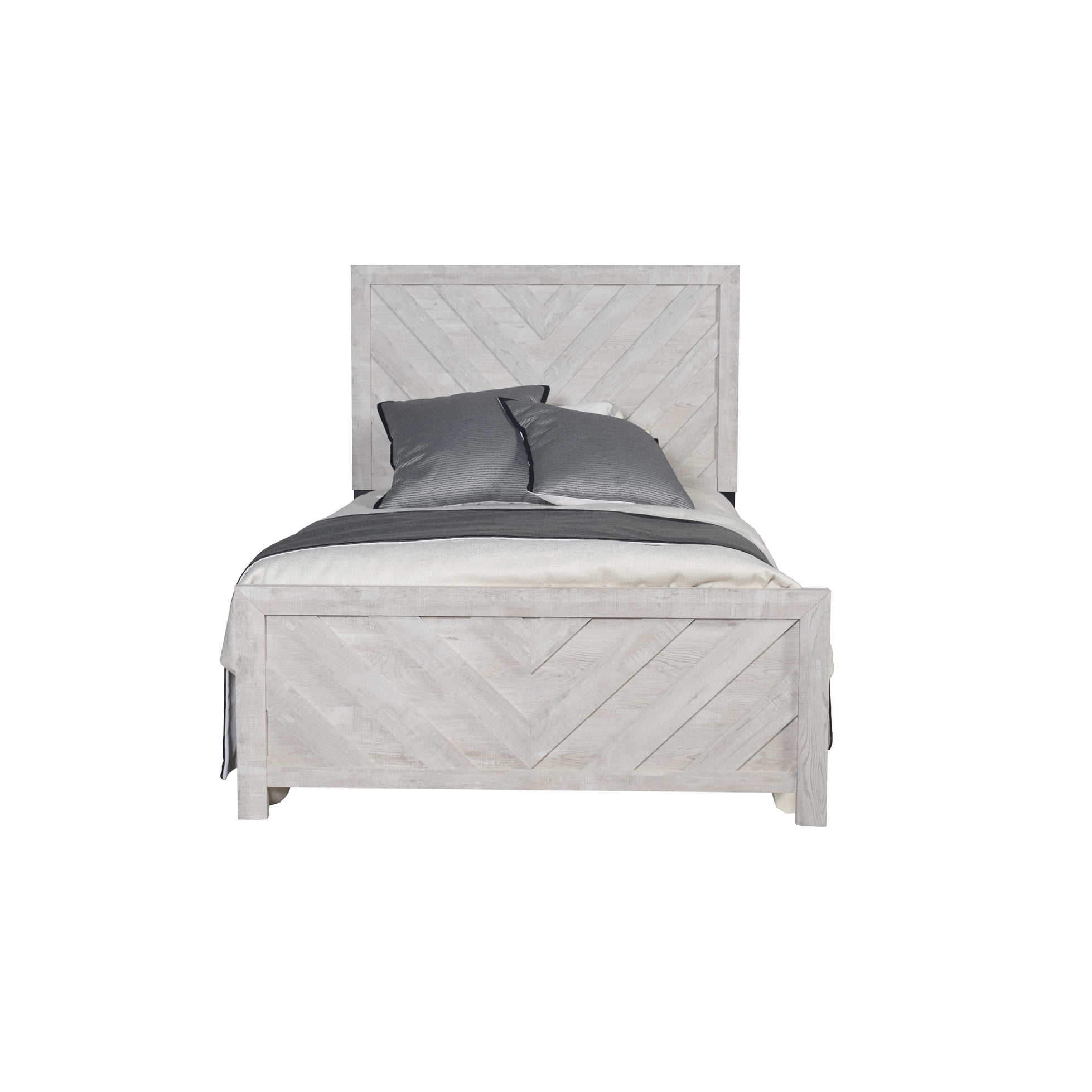 Contemporary Full Bed In Gray, With Solid Wood Rails For Bedroom Modern ...