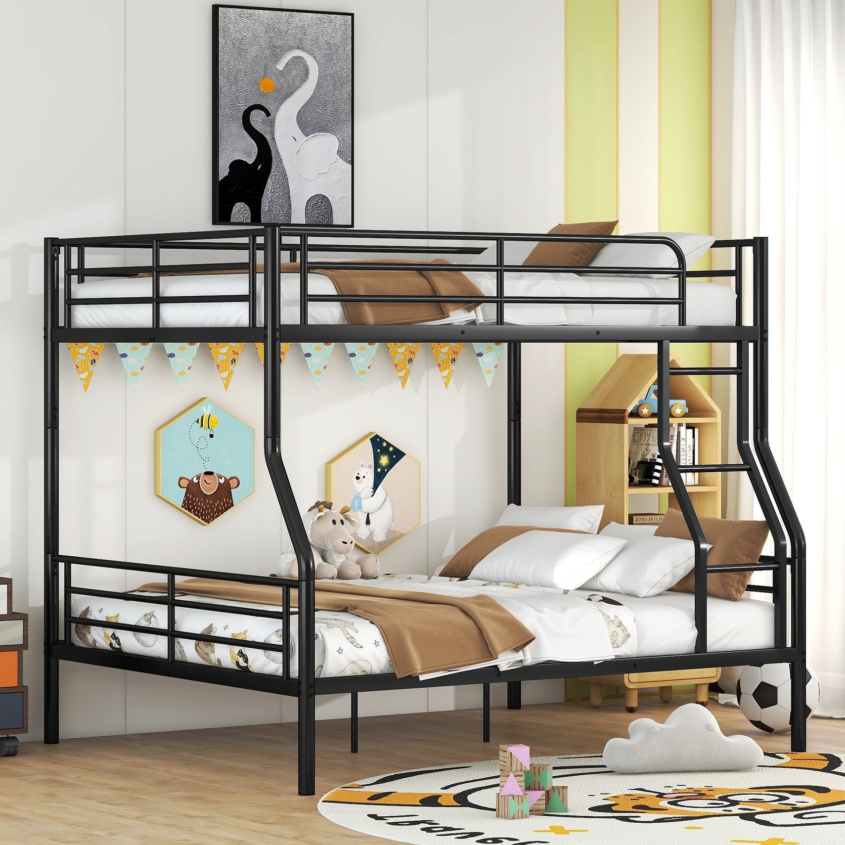 Contemporary Full XL over Queen Bunk Bed / Split into 2 Beds, Handles ...