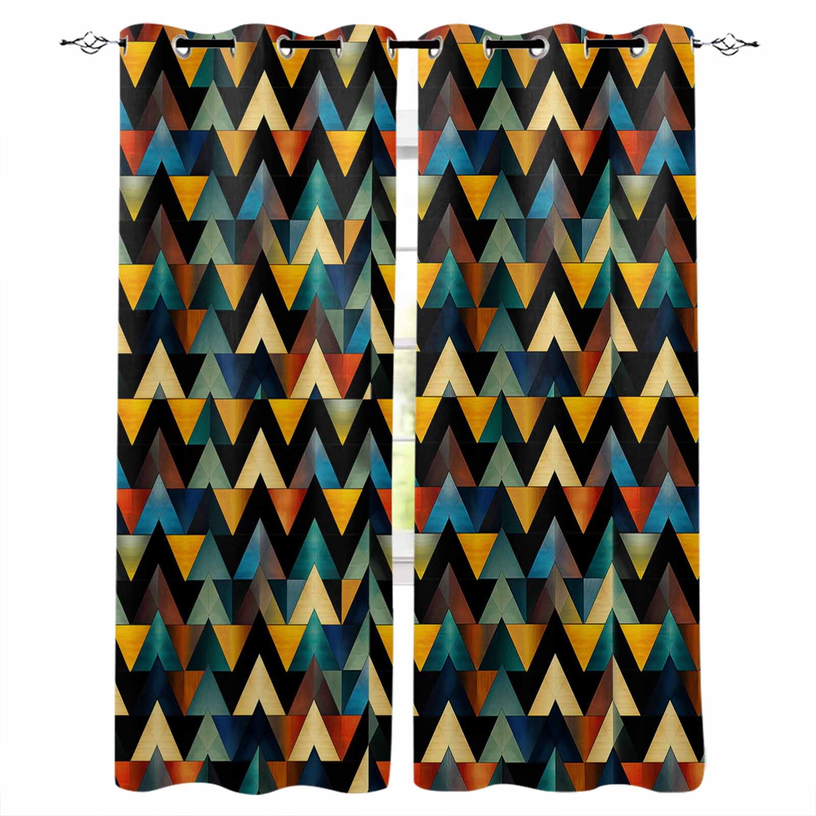 Contemporary Geometric Blackout Curtains 54 Inches Long for Bedroom ...