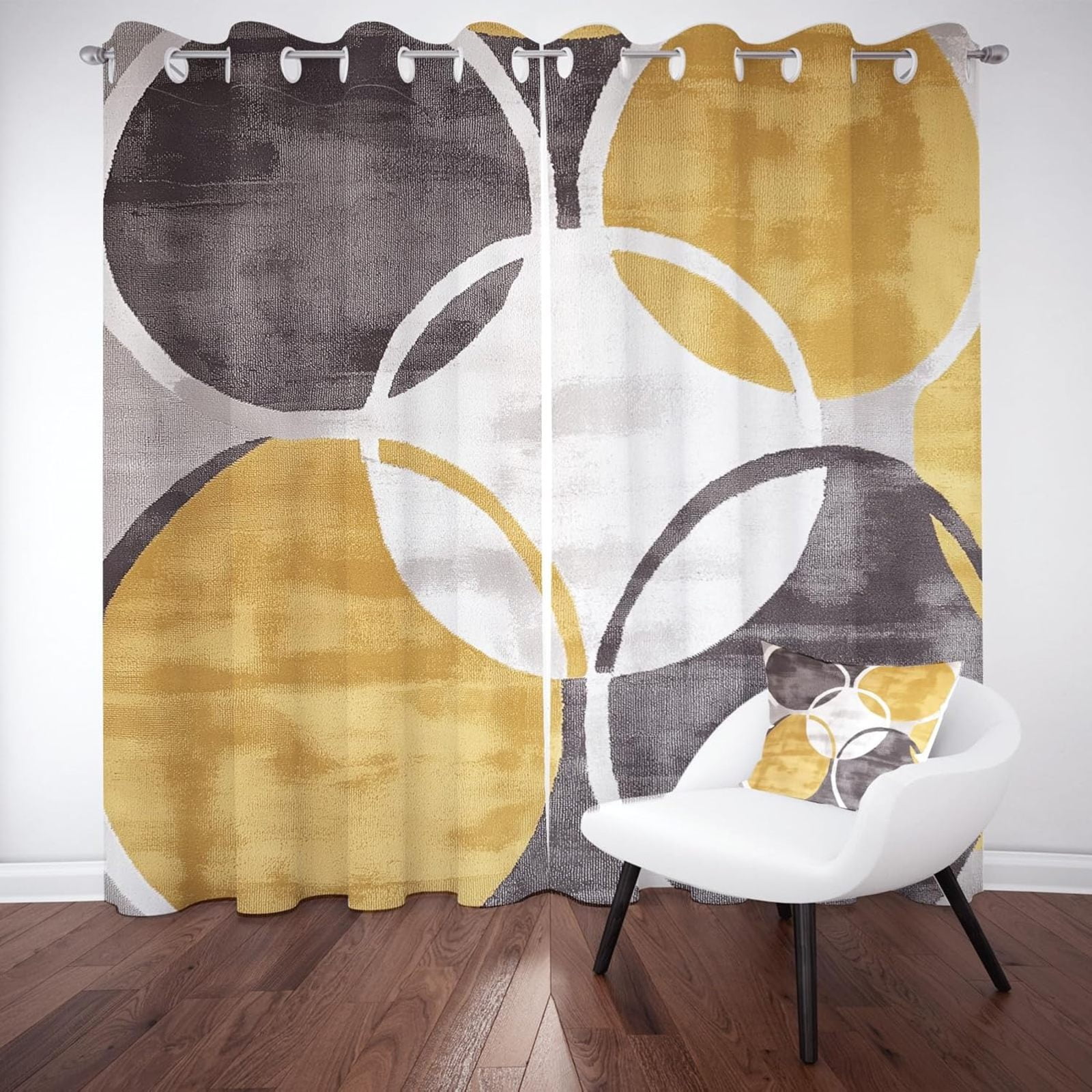Contemporary Geometric Grommet Curtains Window Treatment, Abstract ...