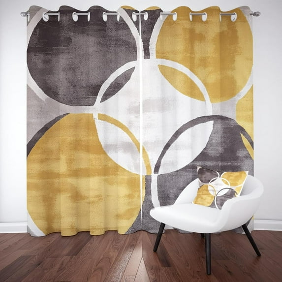 Contemporary Geometric Grommet Curtains Window Treatment, Abstract ...