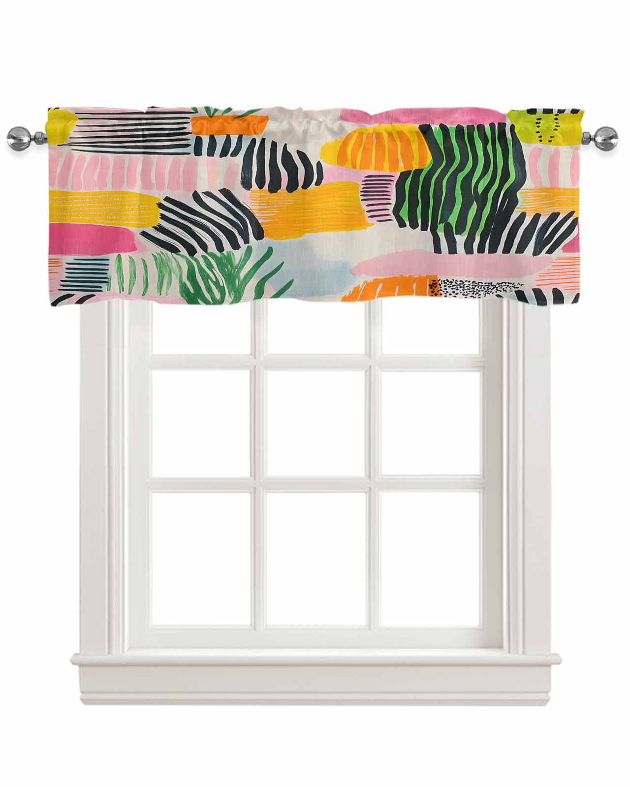 Contemporary Geometric Kitchen Valances for Windows Farmhouse Linen ...