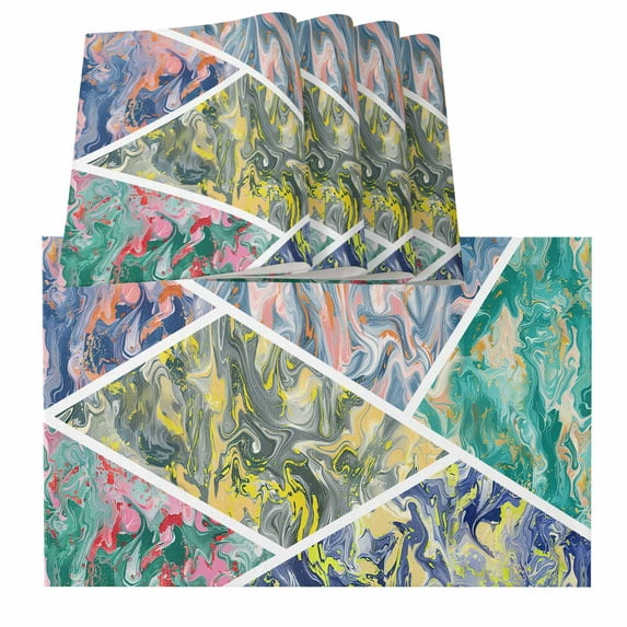Contemporary Geometric Placemats for Dinning Table Set of 4, Modern ...