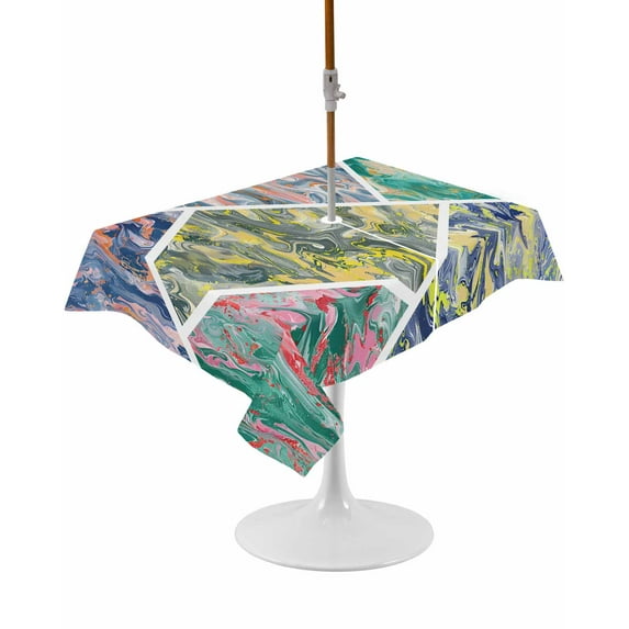 Contemporary Geometric Rectangle Outdoor Tablecloth, Waterproof Table ...