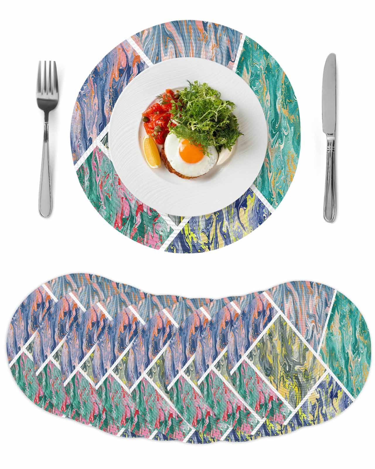 Contemporary Geometric Round Placemats Set of 8 for Dinning Tables,Heat ...