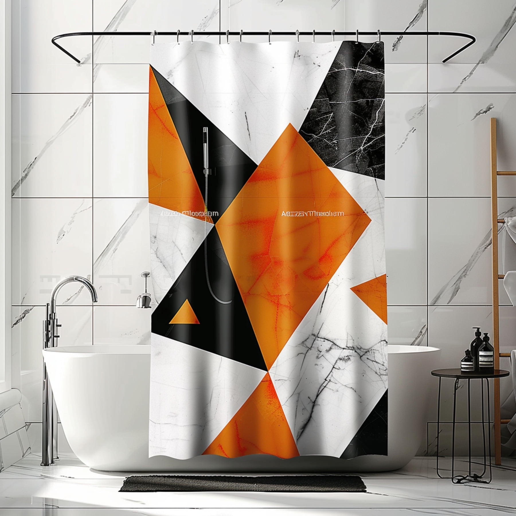 Contemporary Geometric Shower Curtain Set Elevate Your Bathroom with ...