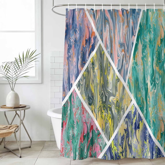 Contemporary Geometric Waterproof Fabric Shower Curtain,Modern Marble ...