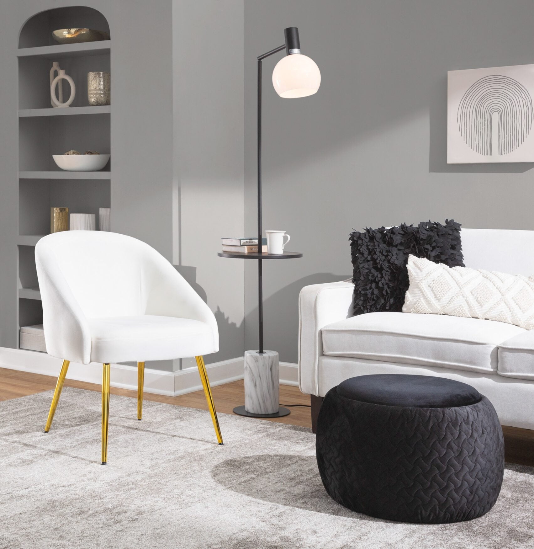 Contemporary Glam Accent Chair,Velvet Armchair with Gold Metal Legs ...