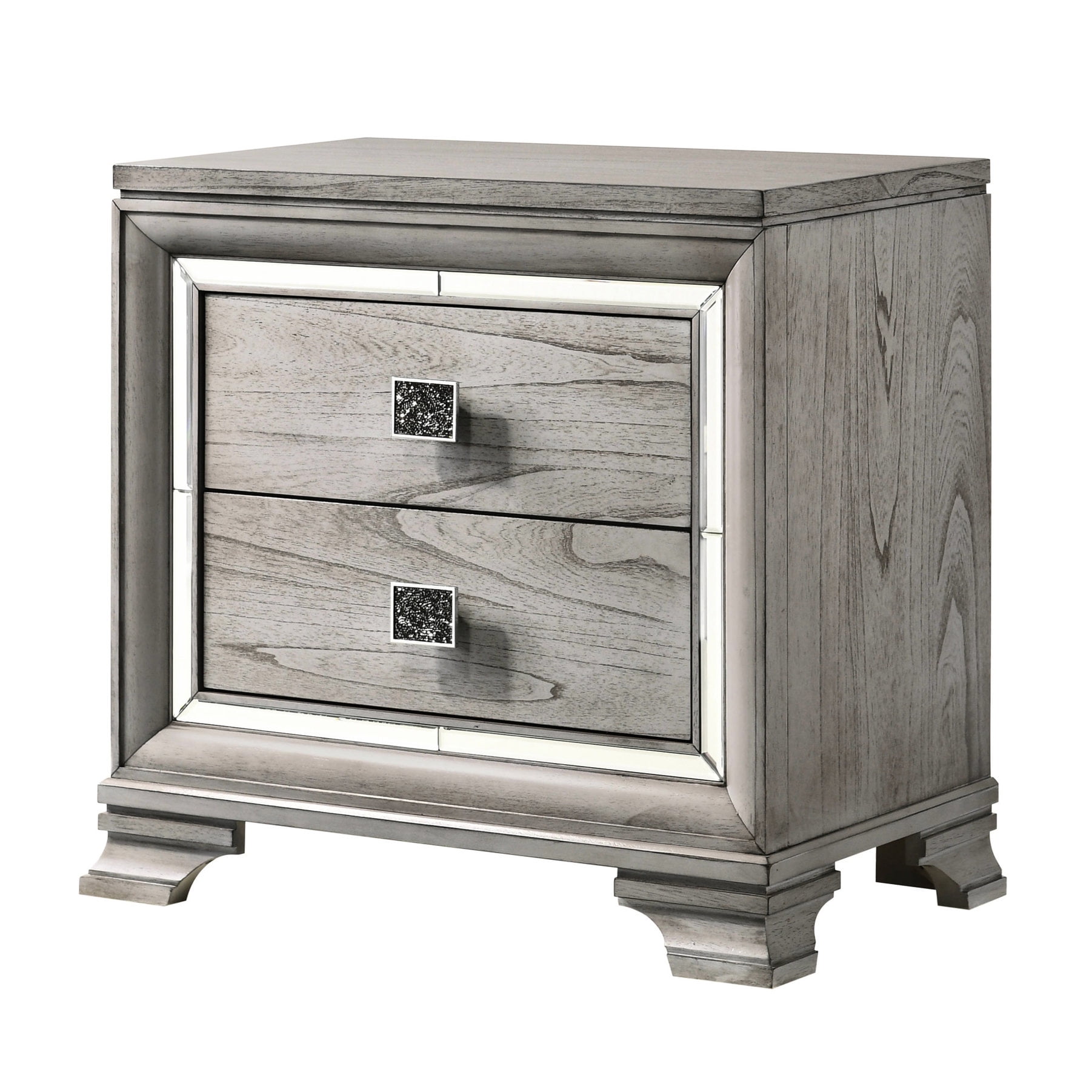 Contemporary Glam Style - Light Gray - Bedside Furniture - Metal Glides ...
