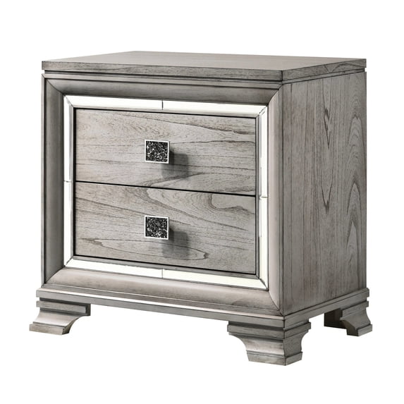 Contemporary Glam Style - Light Gray - Bedside Furniture - Metal Glides ...
