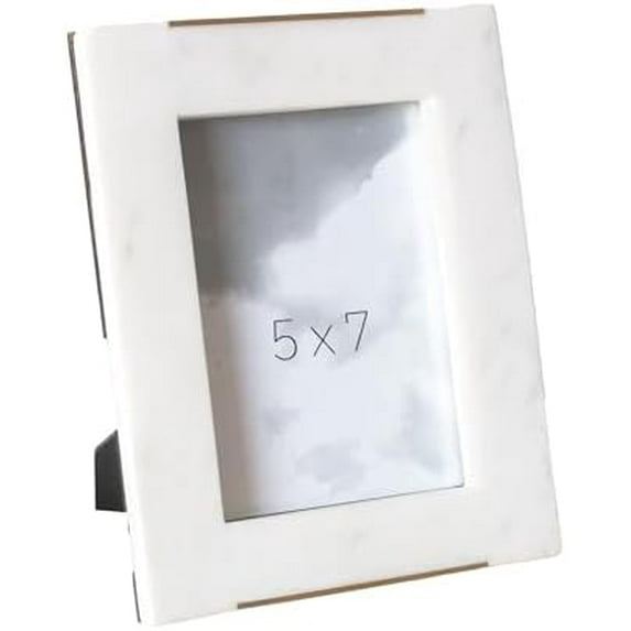 Contemporary Gold Detail, White 10 x 8 Marble Tabletop Photo Frame ...