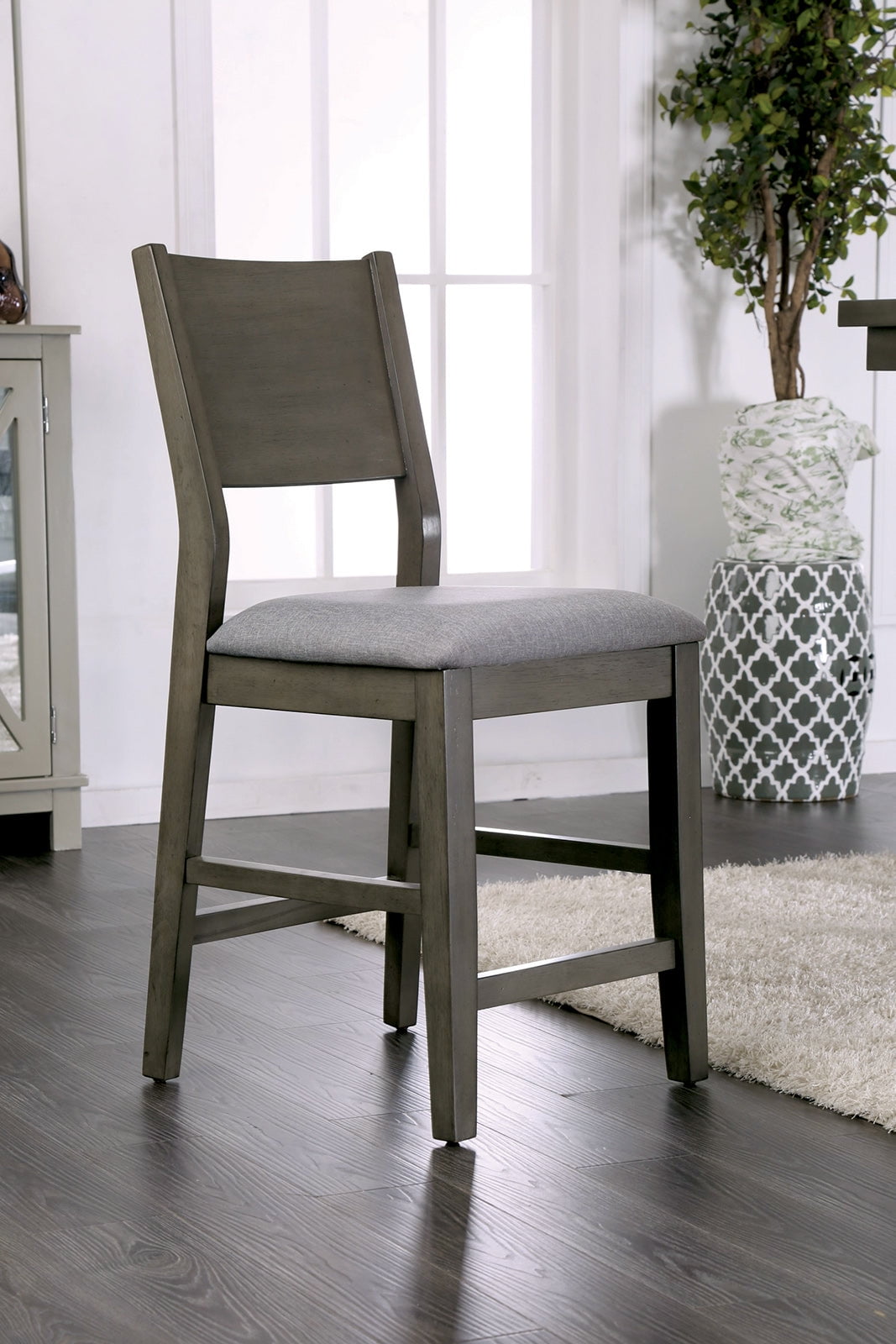 Contemporary Gray 2pc Counter Height Dining Chairs Kitchen Dining Room ...