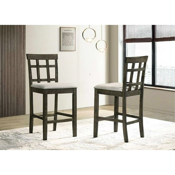Contemporary Gray Chairs / 2-Piece Set, Cushioned Seats, Slatted Back ...