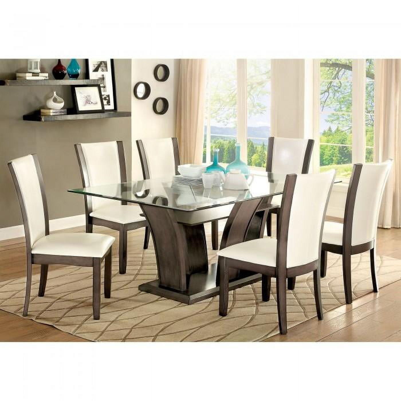 Contemporary Gray Solid Wood Dining Room Set 7pcs FOA Manhattan ...