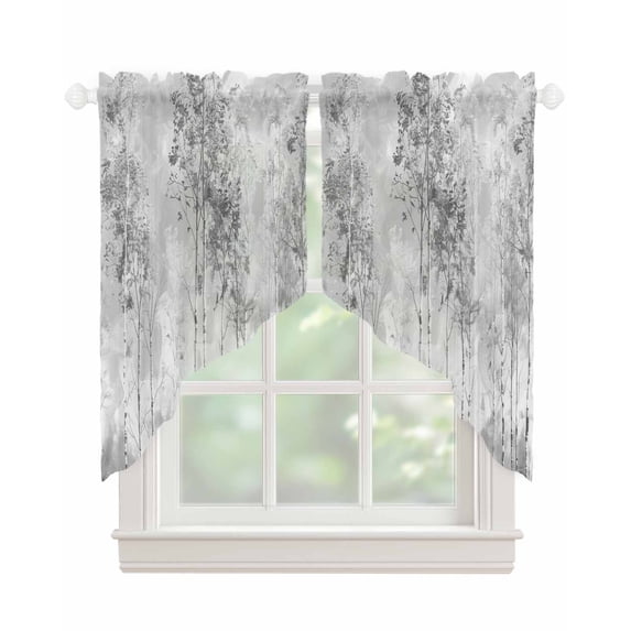 Contemporary Grey Tree Swag Valances for Windows, Abstract Art Oil ...