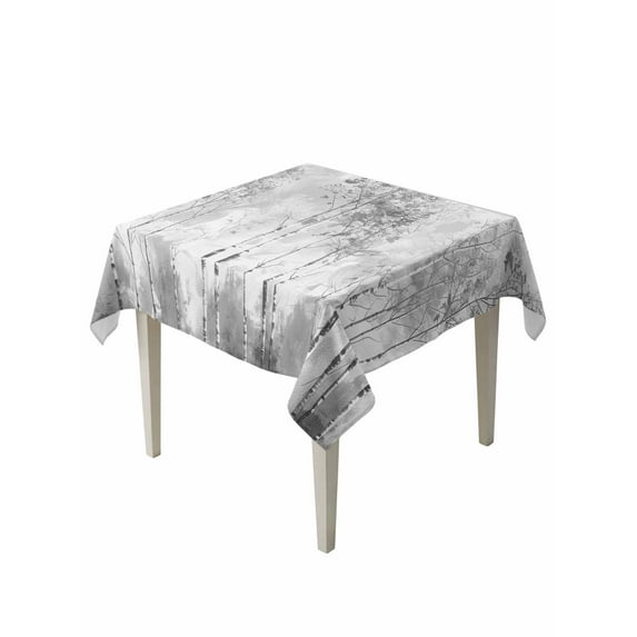 Contemporary Grey Tree Table Cloth, Abstract Art Oil Paiting Waterproof ...