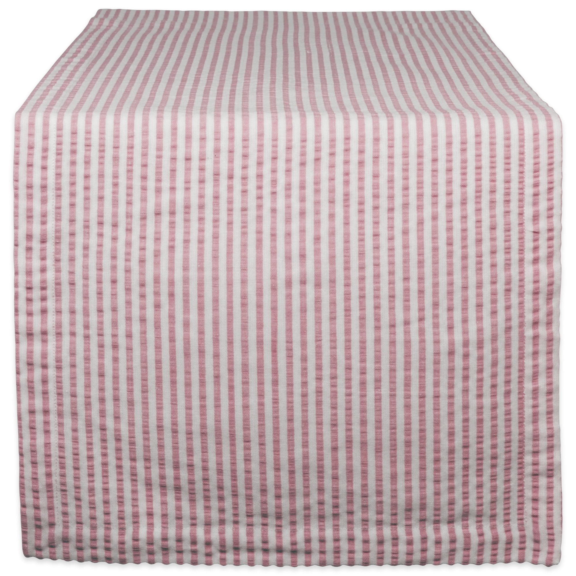 Contemporary Home Living 108" Pink and White Seersucker Striped ...