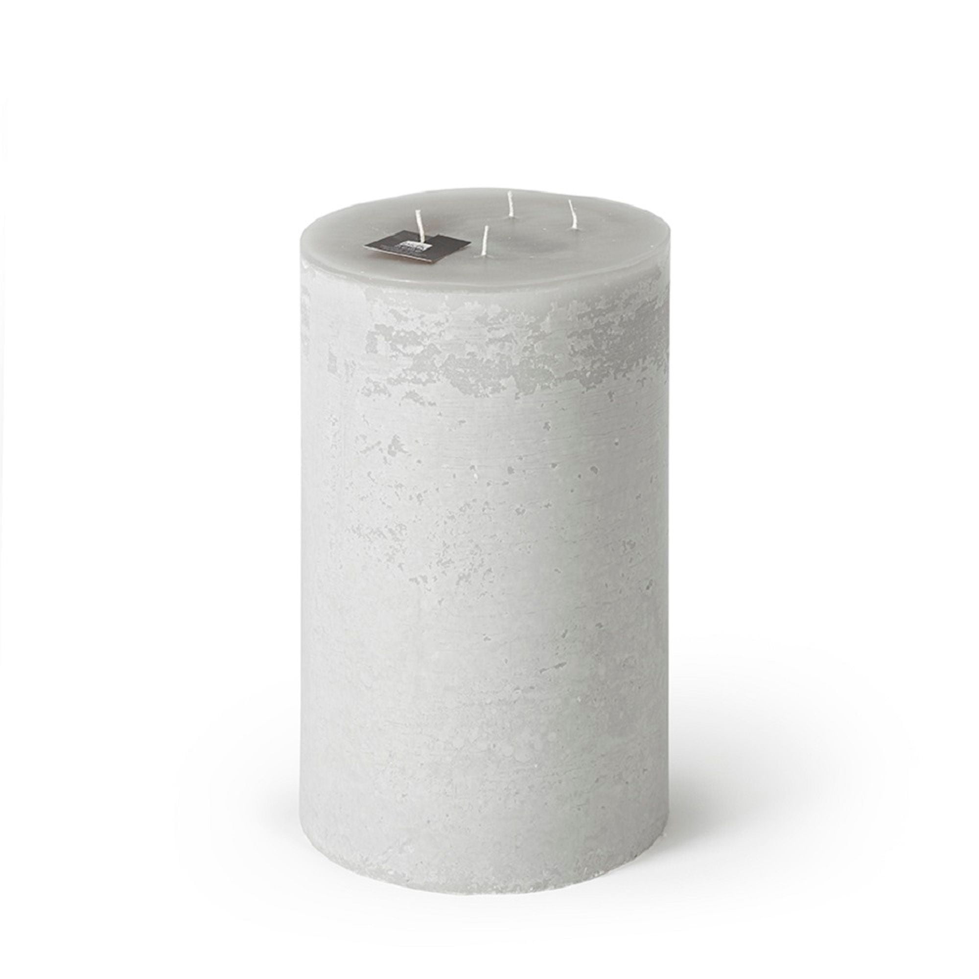 Contemporary Home Living 11.75" White Linen Outdoor Pillar 4-Wick Super ...
