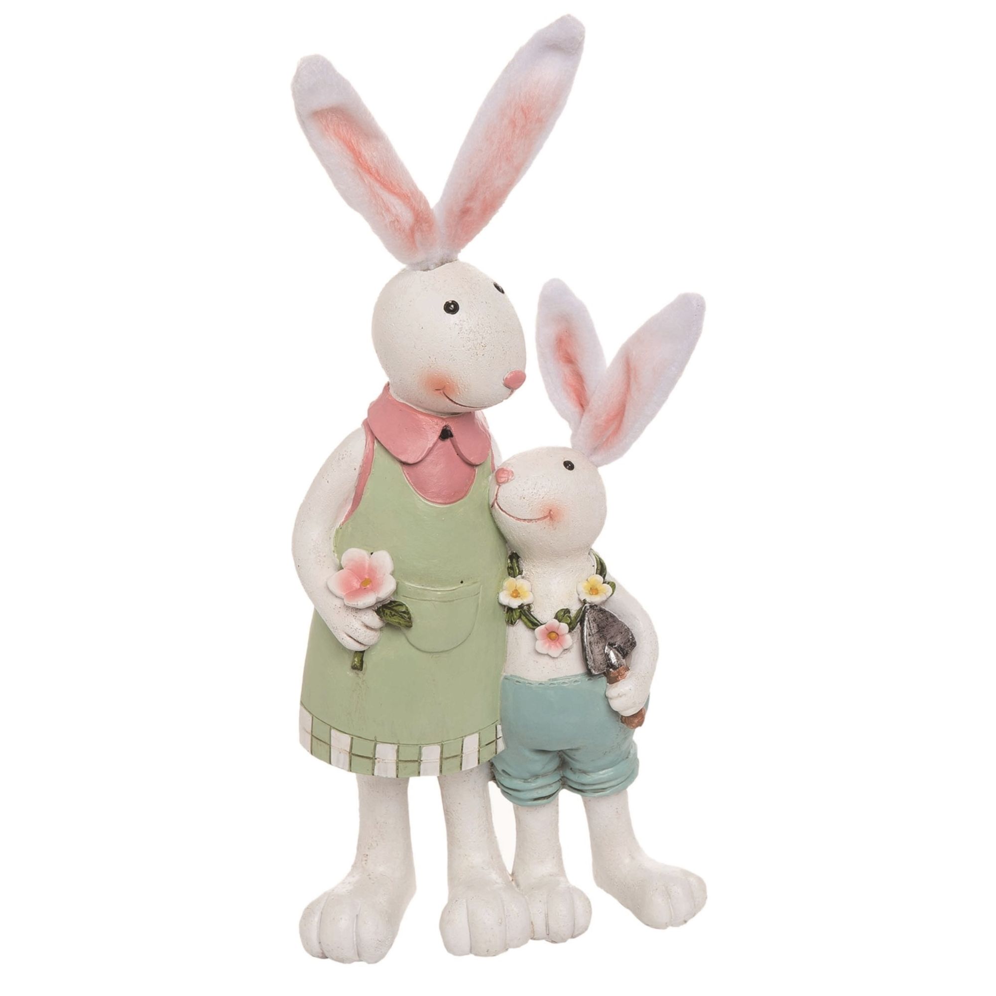 Contemporary Home Living 11.75" White and Green Easter Bunny Parent ...