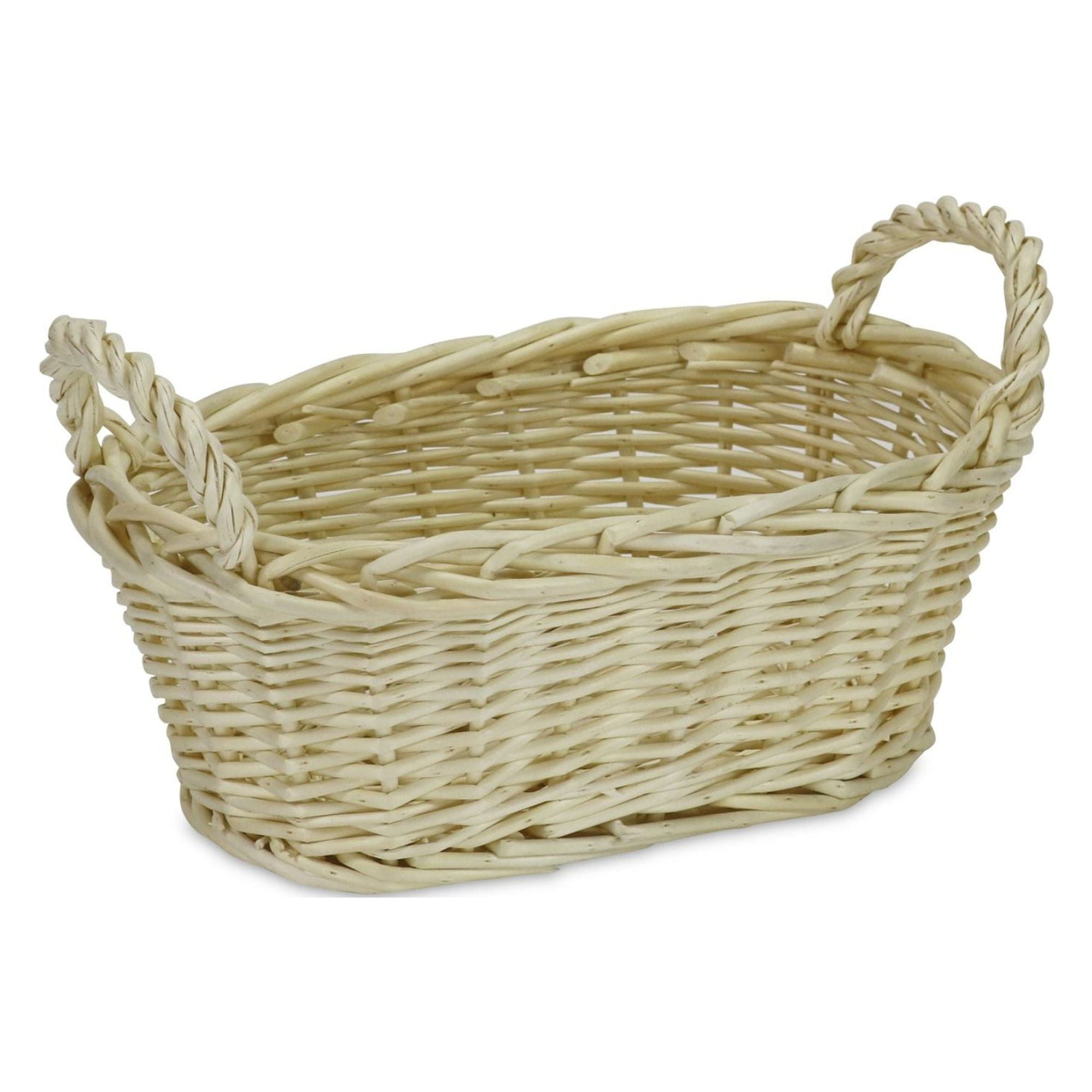 Contemporary Home Living 11" Beige Traditional Oval Design Basket with ...