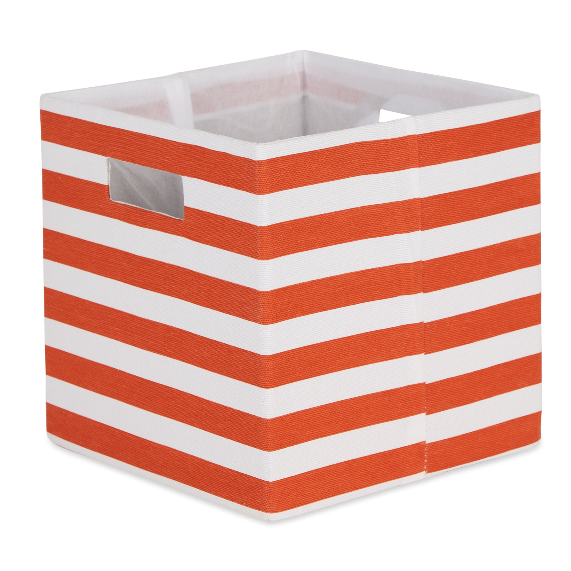 Contemporary Home Living 11" Red and White Striped Square Storage Bin ...