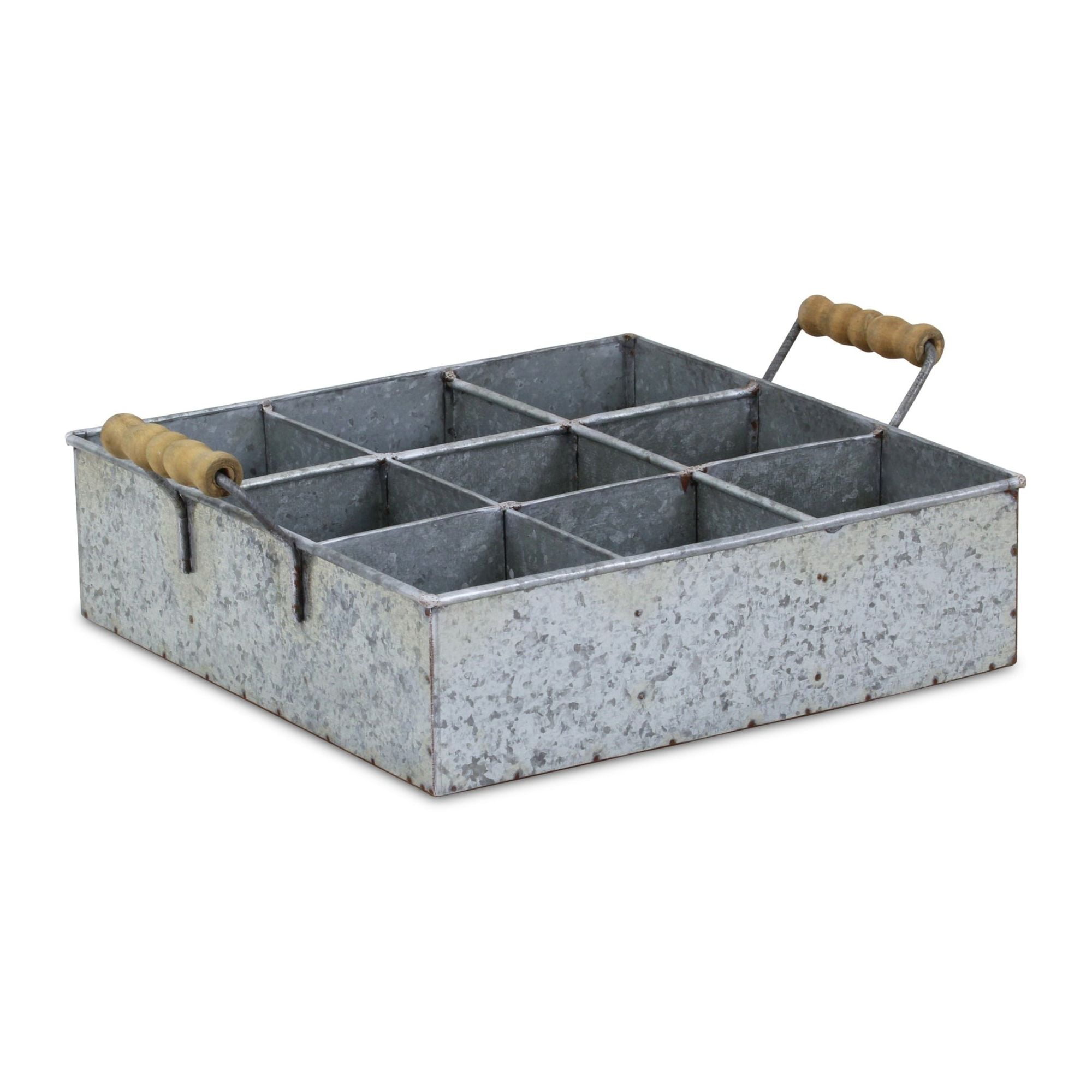 Contemporary Home Living 12" Gray and Brown Galvanized Finish Caddy ...