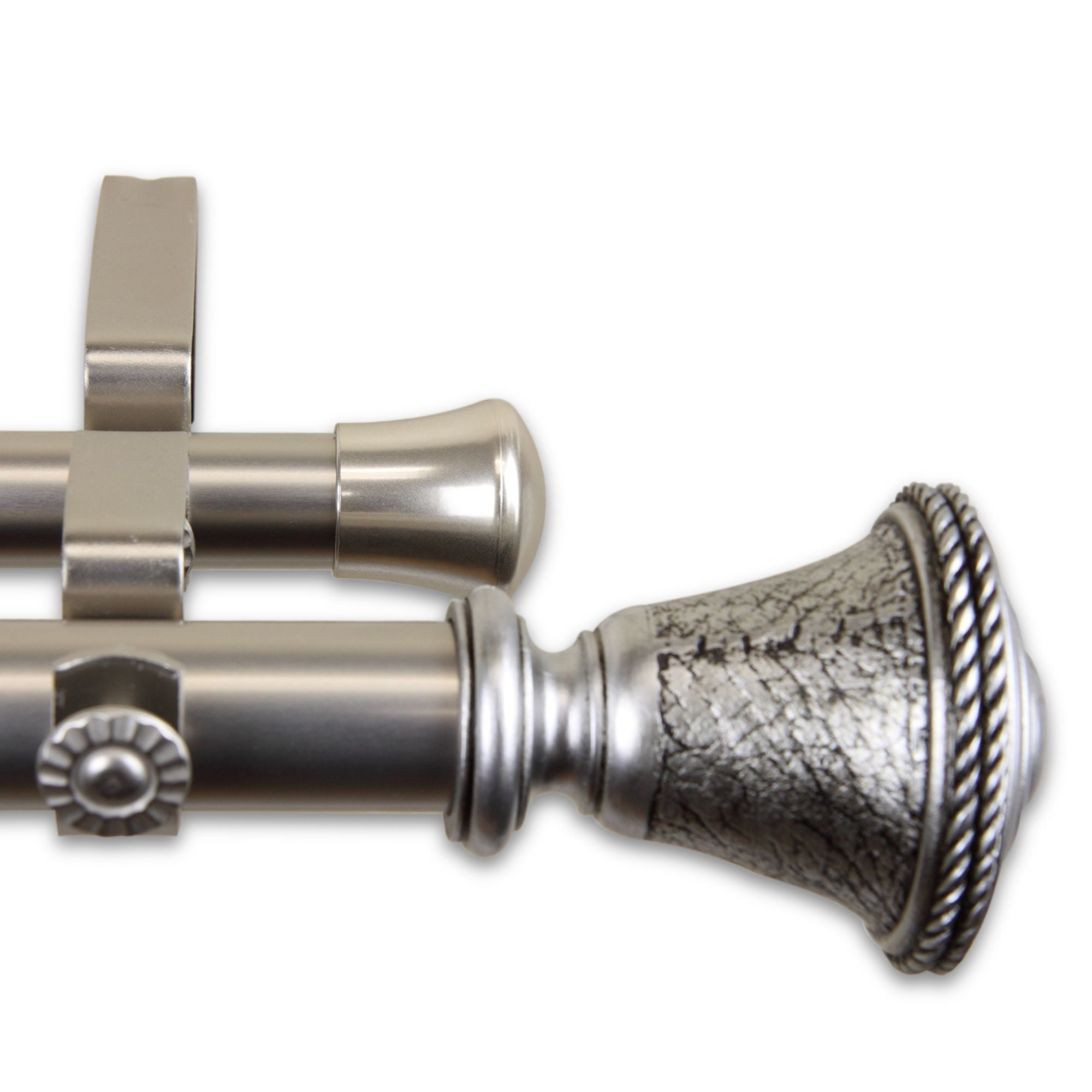 Contemporary Home Living 126-Inch Silver Double Curtain Rod With ...