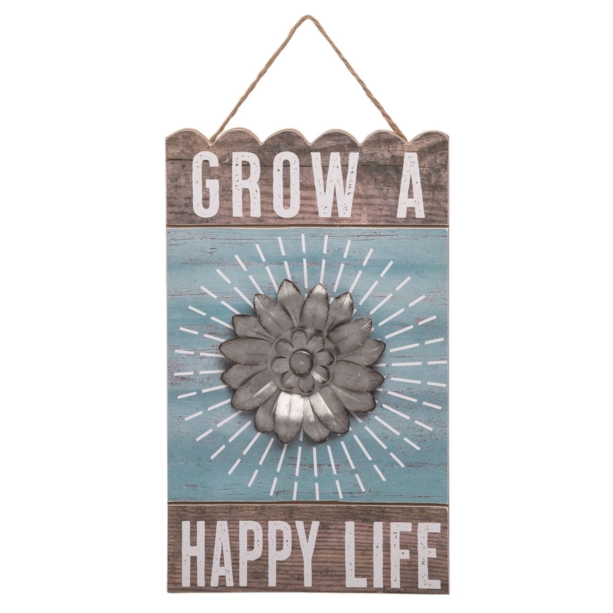 Contemporary Home Living 13.25" Rustic "GROW A HAPPY LIFE" Garden Sign ...