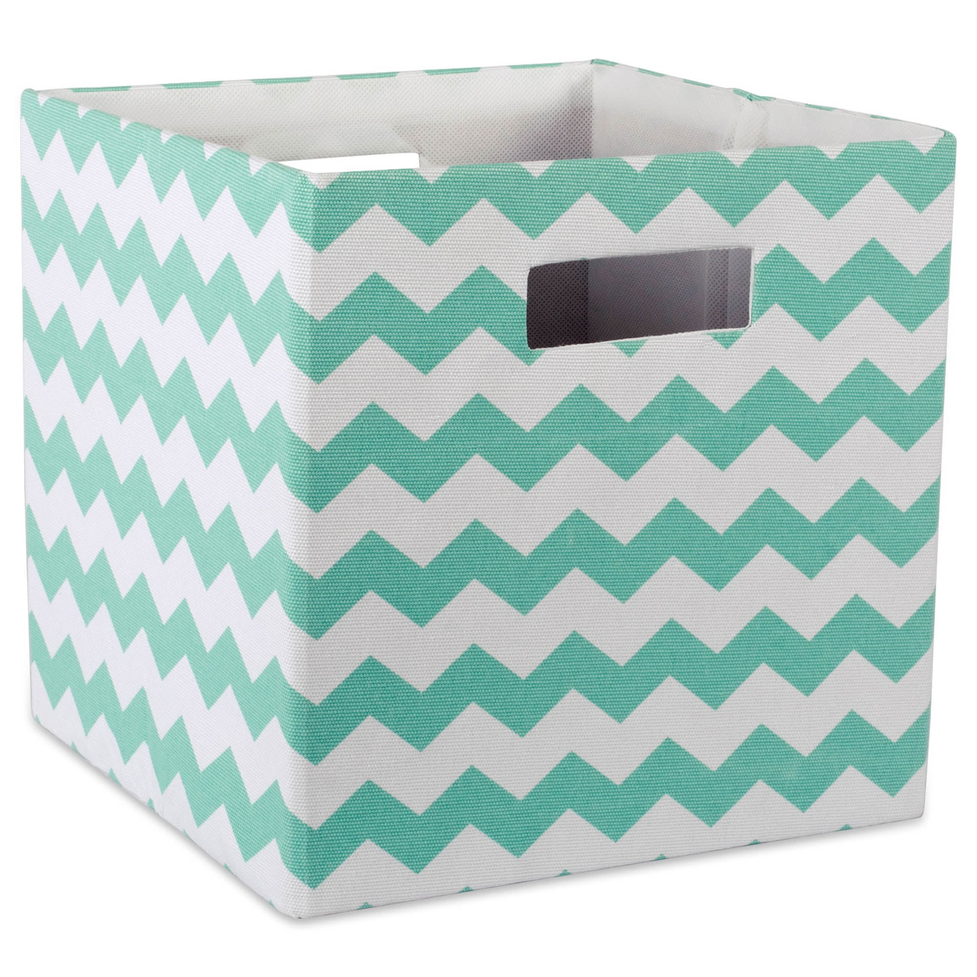 Contemporary Home Living 13" Aqua Blue Square Polyester Storage Bin ...