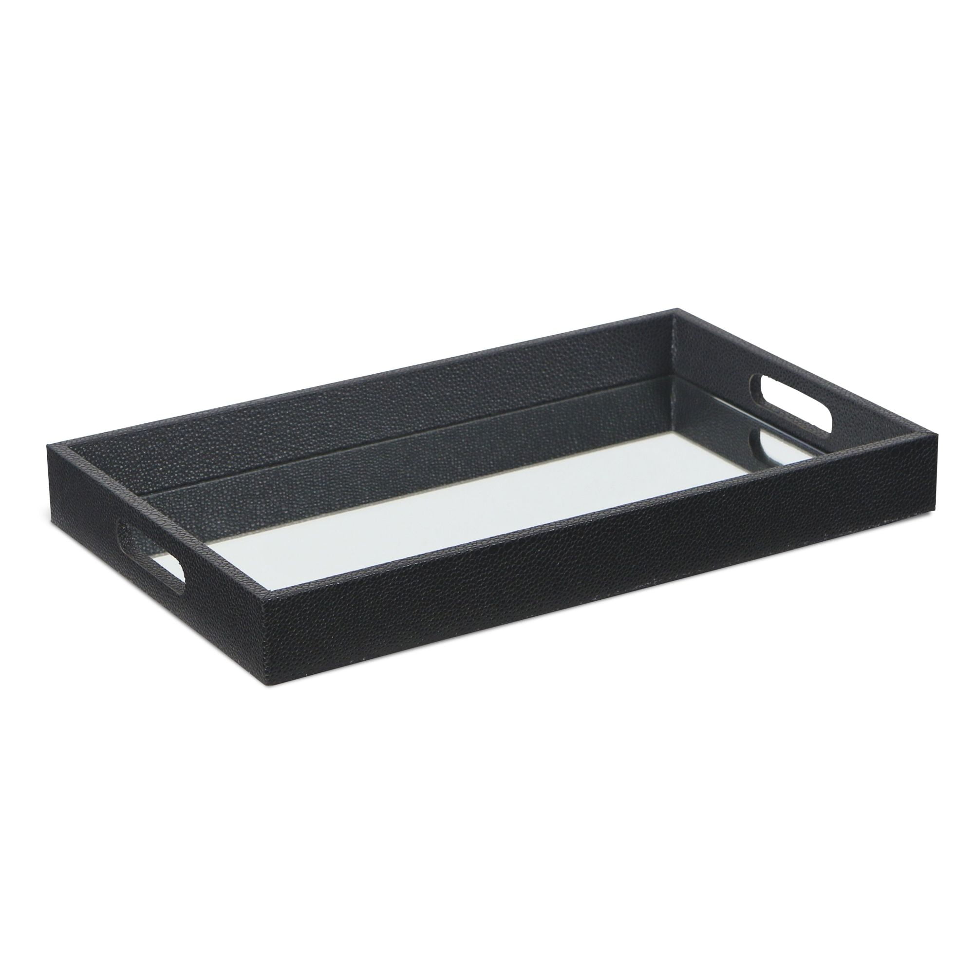 Contemporary Home Living 15.75" Black Bubble Texture Tray with Beveled ...