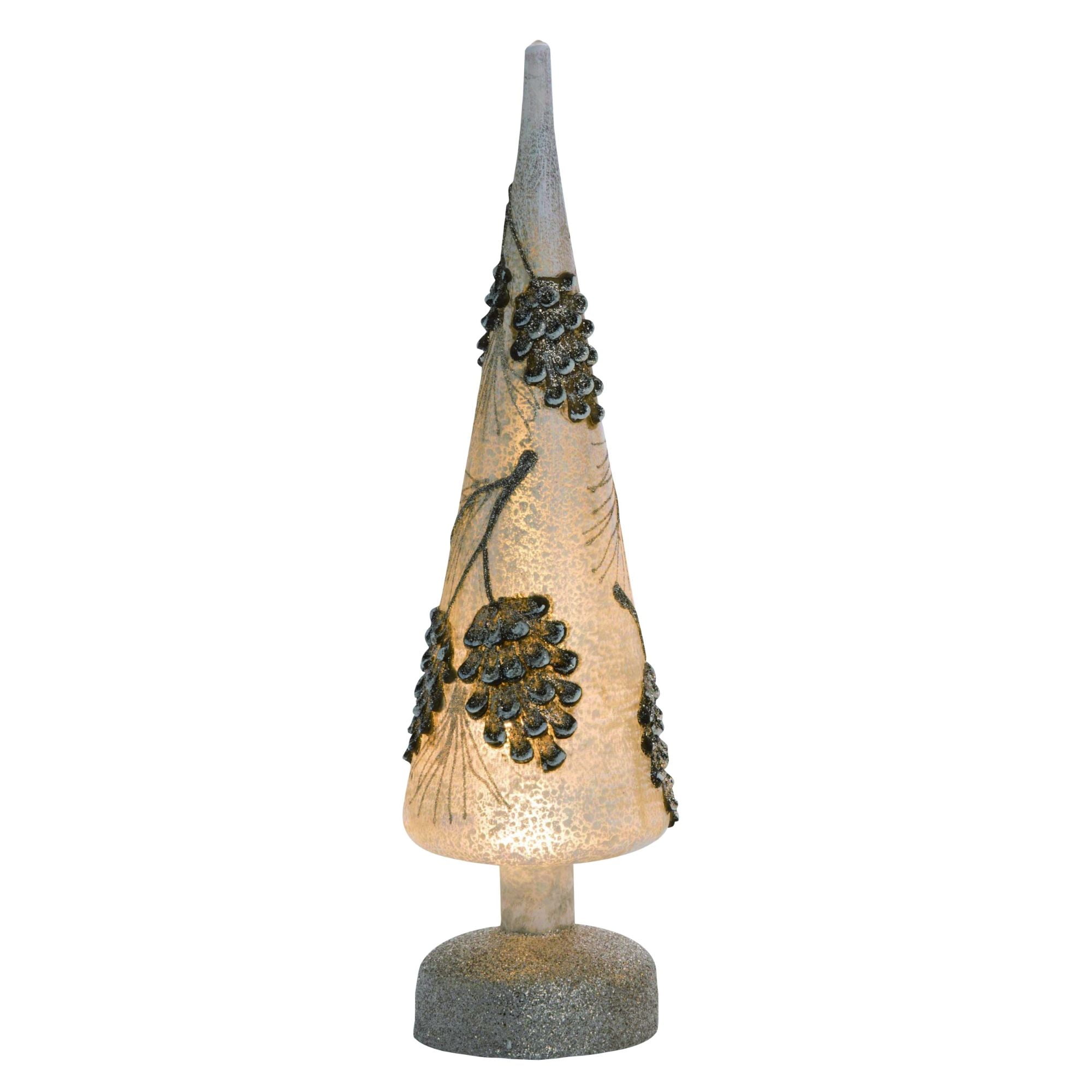 Contemporary Home Living 15" White and Gray Lighted Christmas Tabletop ...