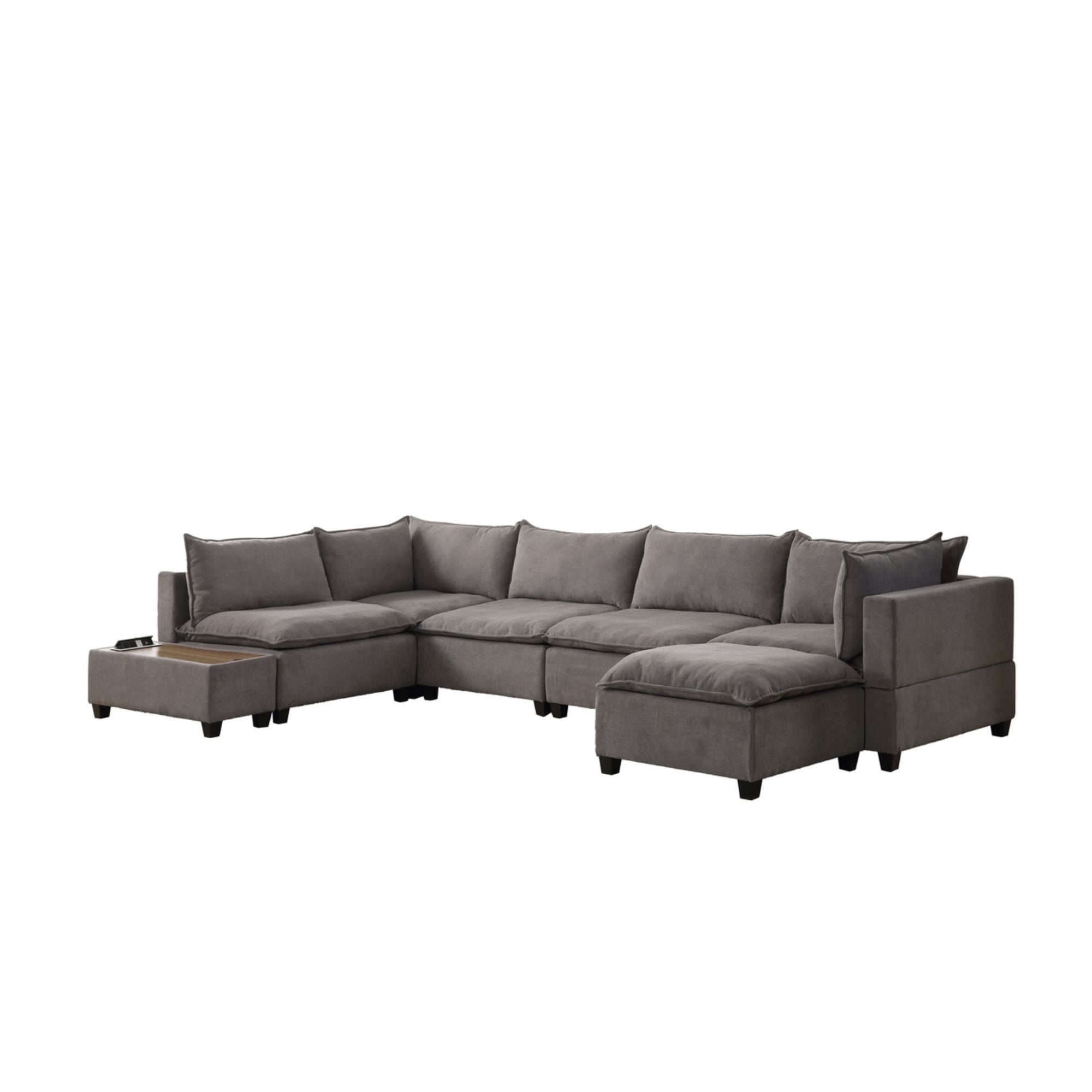 Beautiful Modern Madison Light Gray 7-Piece Deep Couch Sectional Sofa ...