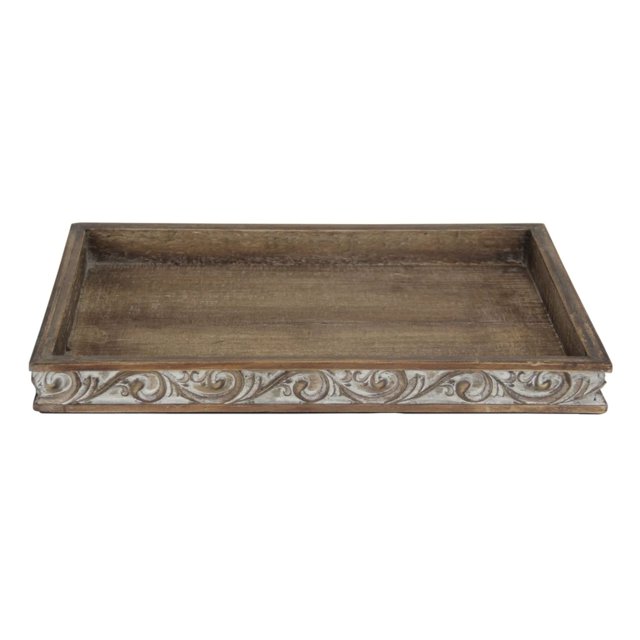 Contemporary Home Living 16.5" Brown Rectangular Tray with Side ...