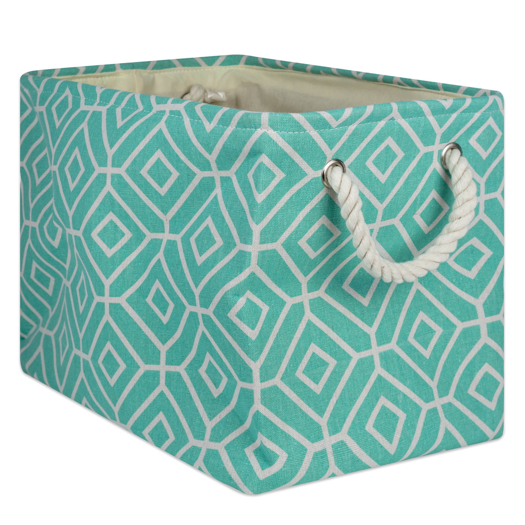 Contemporary Home Living 16" Aqua Green and White Geometric Style ...