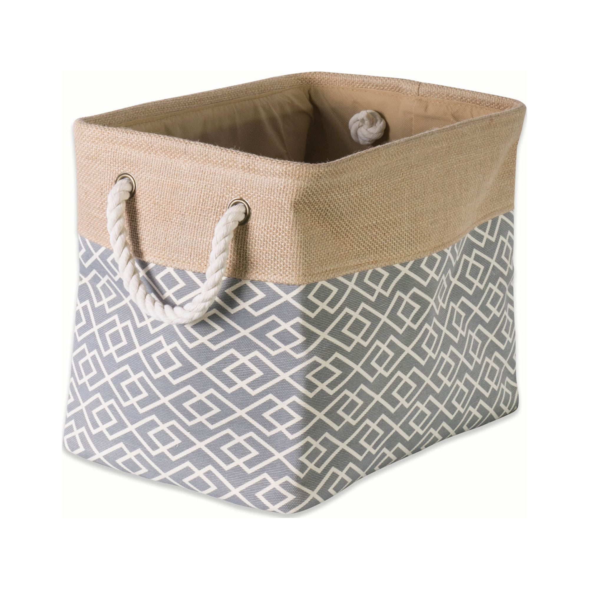 DII Square Modern Style Paper Stripe Cube Storage Bin in Aqua Blue ...