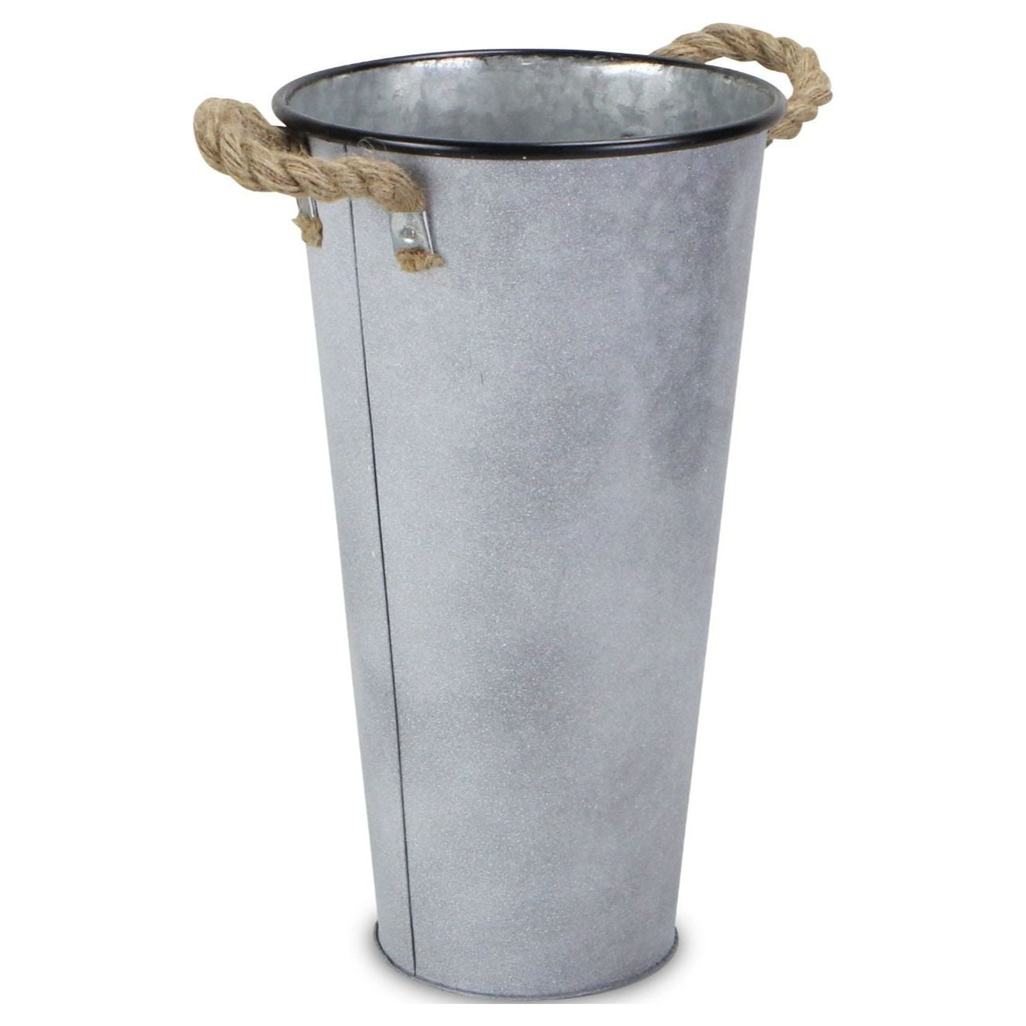 Contemporary Home Living 17" Gray French Bucket Planter with Side ...